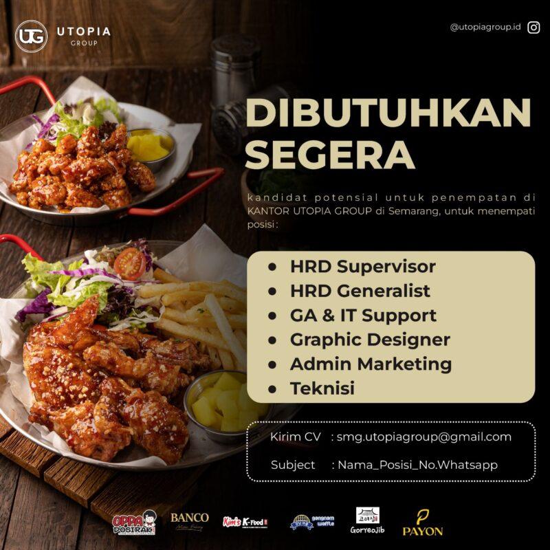 Lowongan Kerja Beberapa Posisi Pekerjaan di Utopia Group - LokerSemar.id