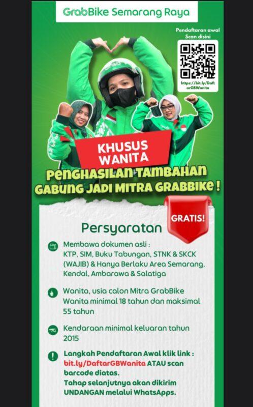 Lowongan Kerja Mitra Driver Grab Bike Woman - Mitra Driver Grab Car di Grab - LokerSemar.id