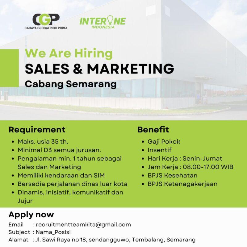 Lowongan Kerja Sales & Marketing di PT. Cahaya Globalindo Prima ...