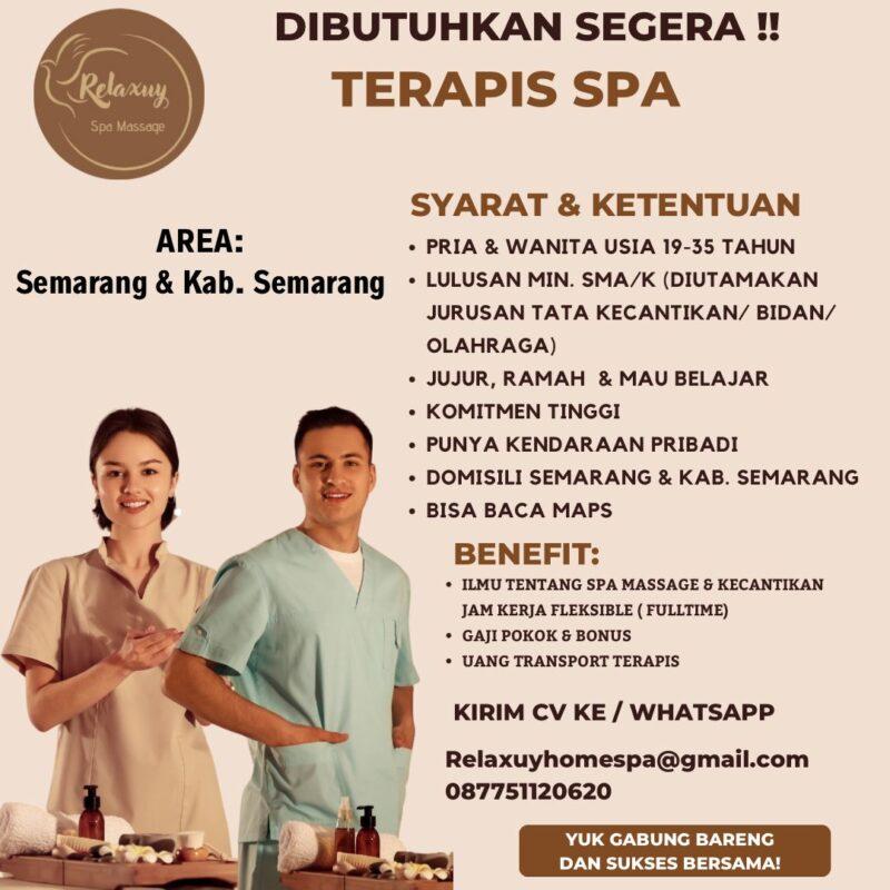 Lowongan Kerja Terapis Spa di RelaxuySpa.id - LokerSemar.id