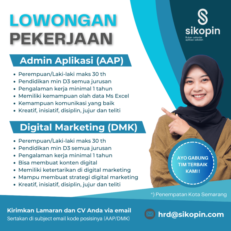 Lowongan Kerja Admin Aplikasi (AAP) - Digital Marketing (DMK) di Sikopin - LokerSemar.id