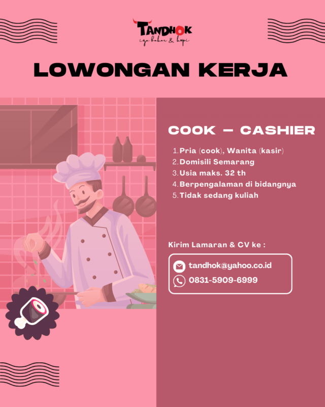 Lowongan Kerja Cook - Kasir di Tandhok - LokerSemar.id