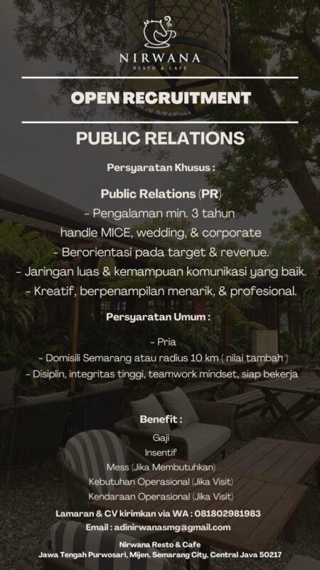 Lowongan Kerja Public Relations di Nirwana Resto & Cafe - LokerSemar.id
