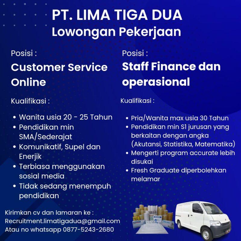 Lowongan Kerja Customer Service Online - Staff Finance dan Operasional ...