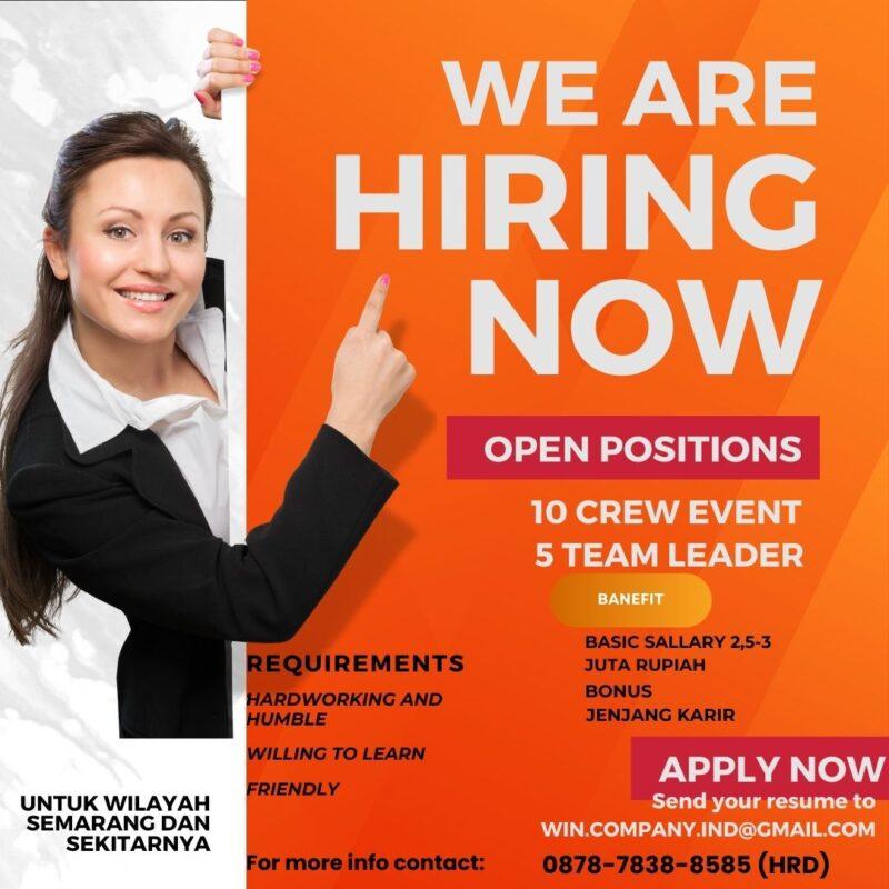 Lowongan Kerja Crew Event - Team Leader di PT. Win Abadi Sejahtera - LokerSemar.id