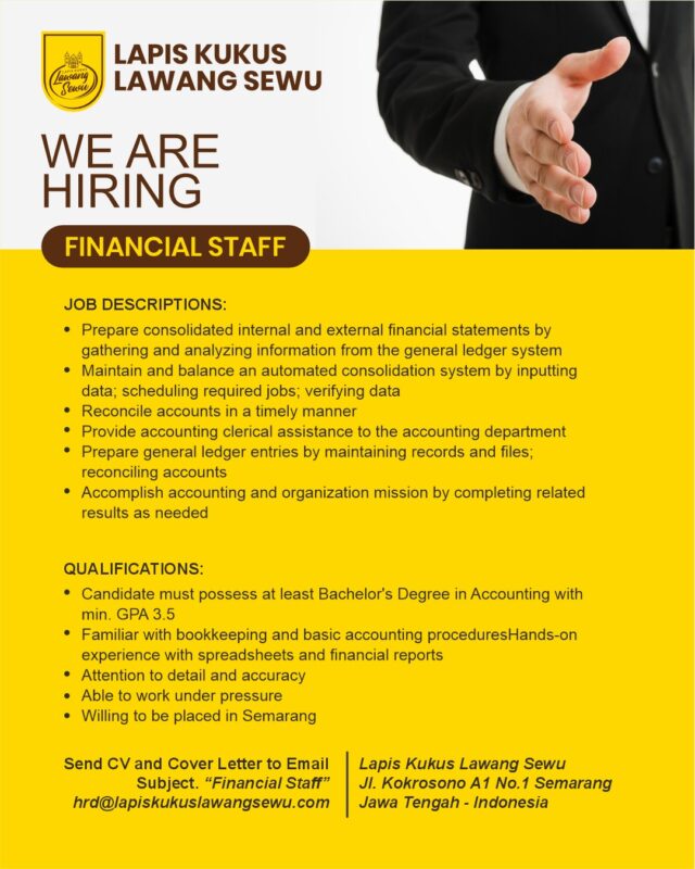 Lowongan Kerja Financial Staff - Staf Akunting - Driver Distribusi - Head Sales - Logistik di ...