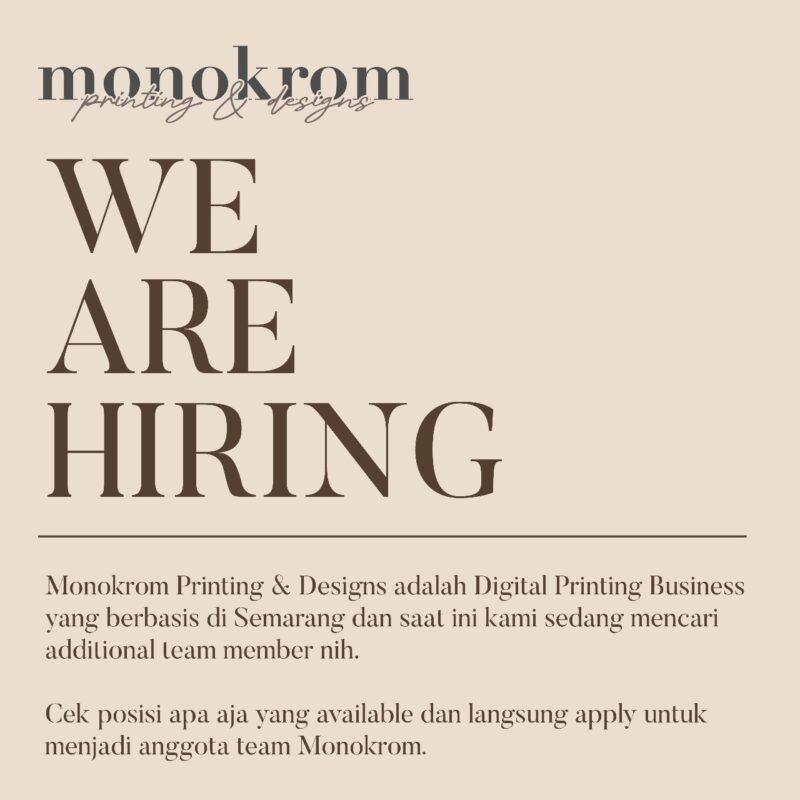 Lowongan Kerja Tax Admin - Setter - Operator - Finishing di Monokrom ...