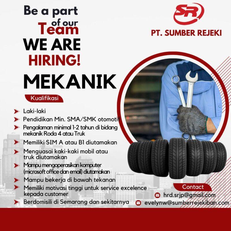 Lowongan Kerja Mekanik di PT. Sumber Rejeki - LokerSemar.id
