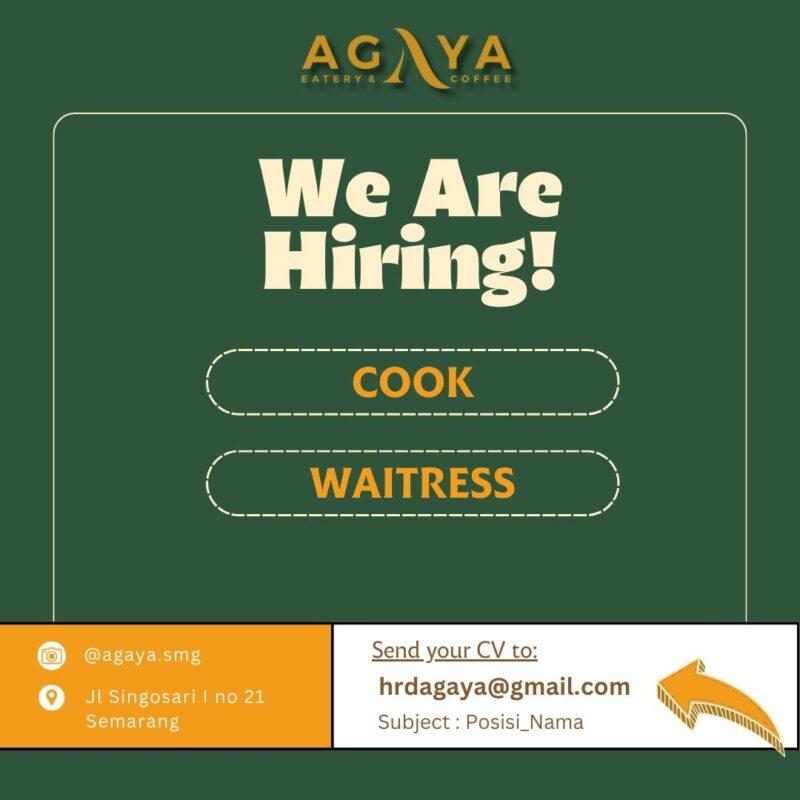 Lowongan Kerja Cook - Waitress di Agaya Eatery & Coffee - LokerSemar.id