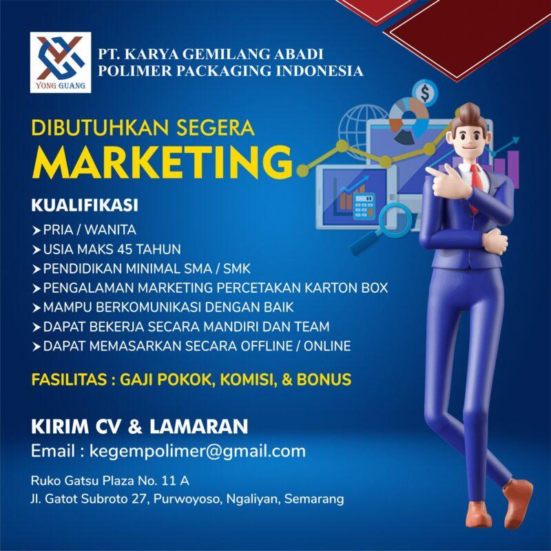 Lowongan Kerja Marketing di PT. Karya Gemilang Abadi Polimer Packaging ...