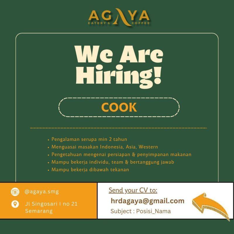 Lowongan Kerja Cook di Agaya Eatery & Coffee - LokerSemar.id