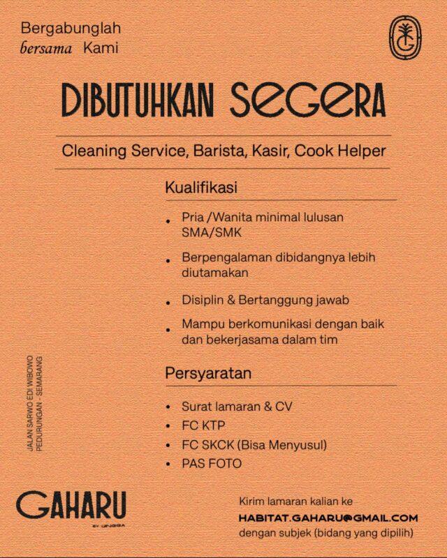 Lowongan Kerja Cleaning Service - Barista - Kasir - Cook Helper di ...