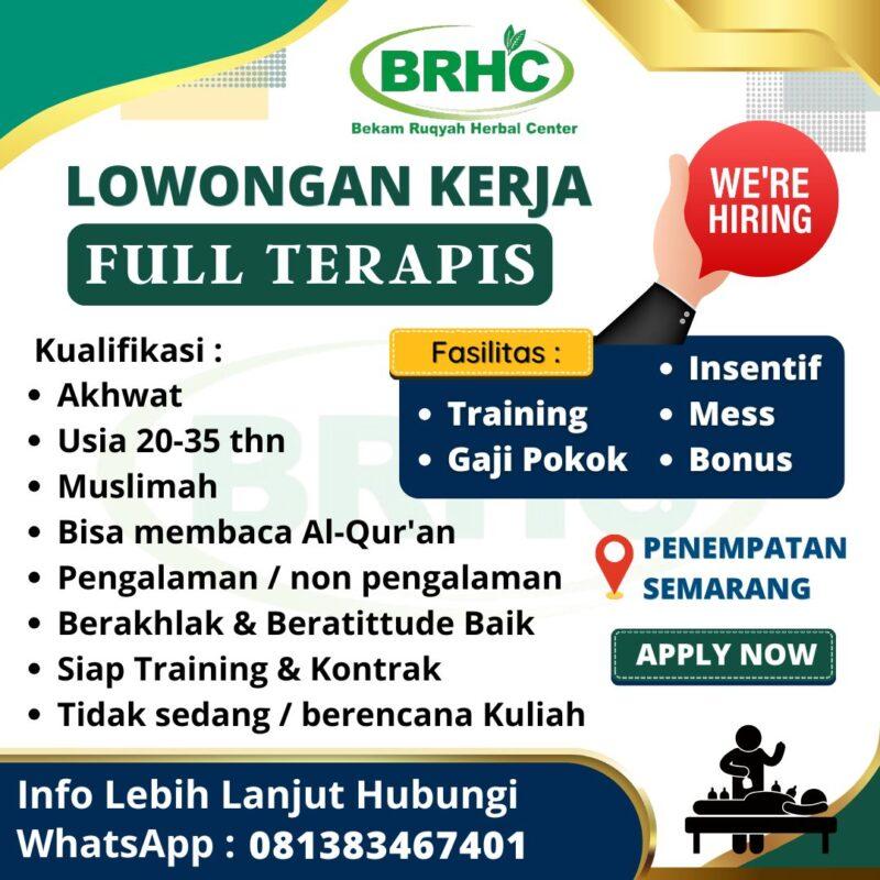 Lowongan Kerja Terapis di Klinik BRHC - LokerSemar.id