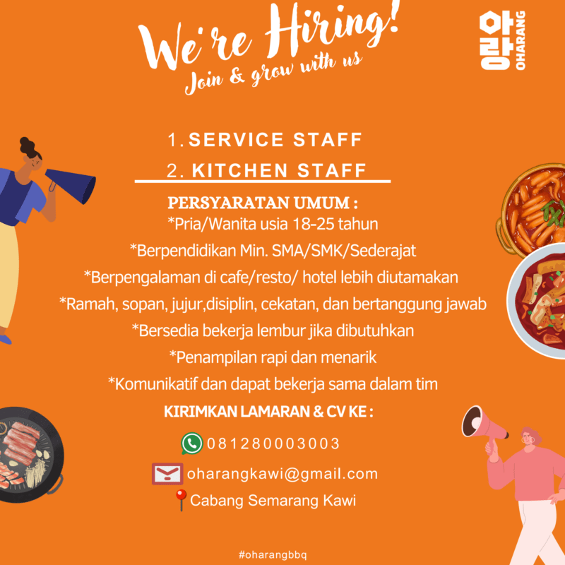Lowongan Kerja Service Staff - Kitchen Staff di Oharang Korean BBQ ...