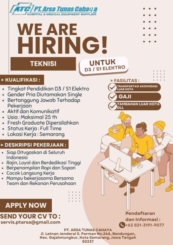 Lowongan Kerja Teknisi di PT. Arsa Tunas Cahaya - LokerSemar.id