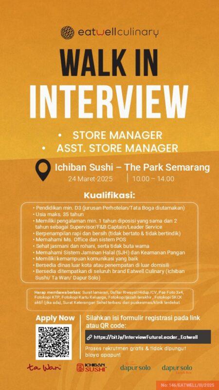 Lowongan Kerja Store Manager - Asst. Store Manager di PT. Eatwell ...