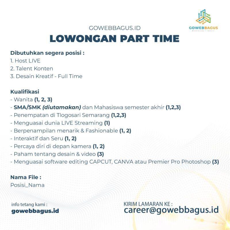 Lowongan Kerja Host Live Part Time - Talent Konten Part Time - Desain ...