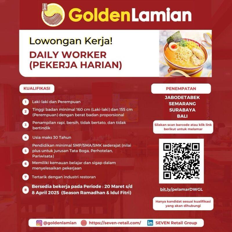 Lowongan Kerja Daily Worker (Pekerja Harian) di Seven retail (Golden ...