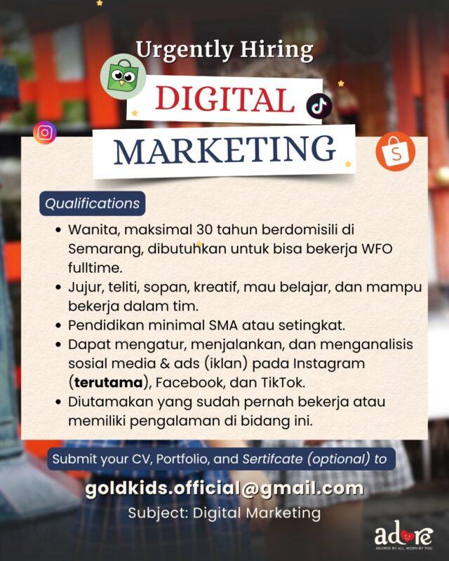Lowongan Kerja Digital Marketing di Adore Kids Official - LokerSemar.id