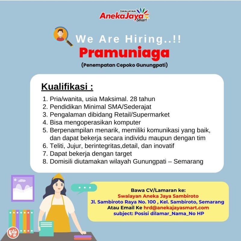 Lowongan Kerja Pramuniaga - Supervisor - Kepala Toko - Kasir - Crew Gudang - Staff IT ...