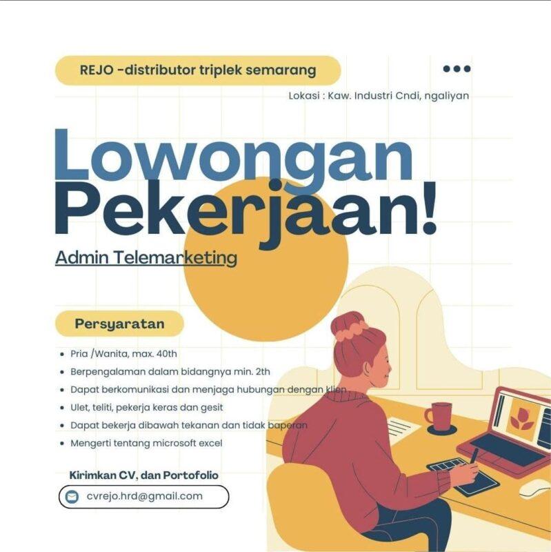Lowongan Kerja Admin Telemarketing - Sosial Media di CV REJO - LokerSemar.id