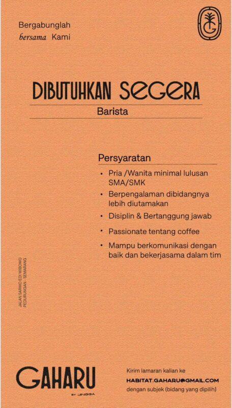 Lowongan Kerja Barista - Cook Helper - Server - Cook Helper - Kasir di ...