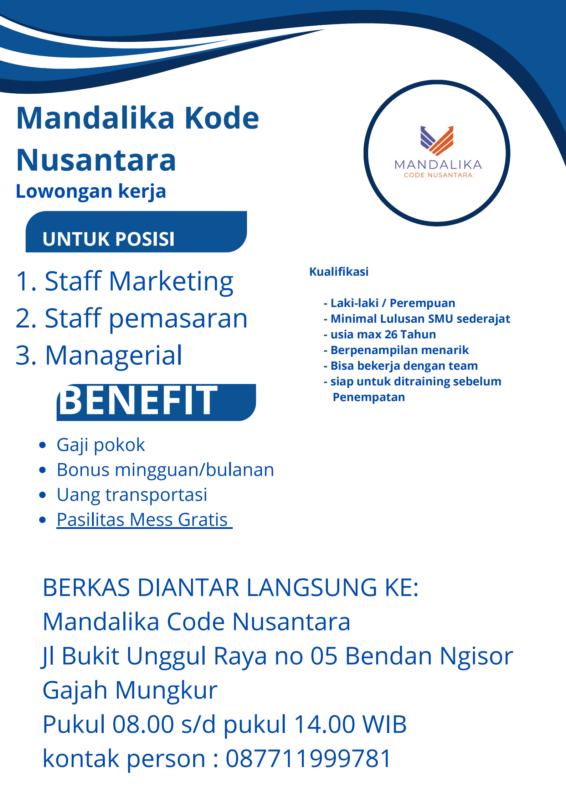 Lowongan Kerja Staff Marketing - Staff Pemasaran - Managerial di Mandalika Code Nusantara ...