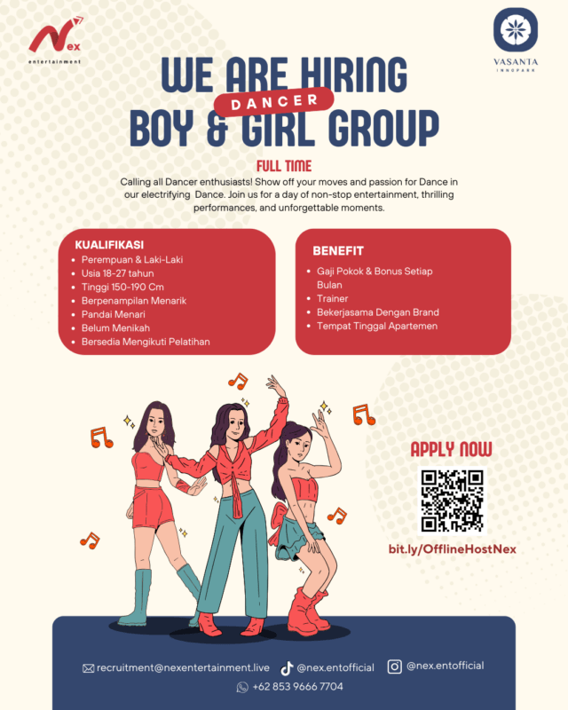 Lowongan Kerja Dancer - Singer - Host Chitchat di NEX Entertainment ...