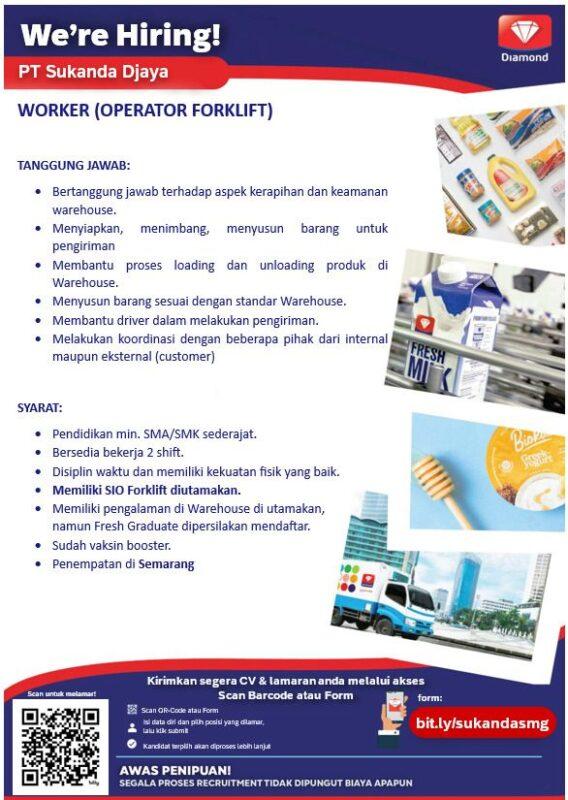 Lowongan Kerja Worker (Operator Forklift) - Salesman di PT. Sukanda ...