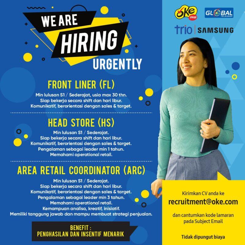 Lowongan Kerja Front Liner (FL) - Head Store (HS) - Area Retail Coordinator (ARC) di PT. Trio ...