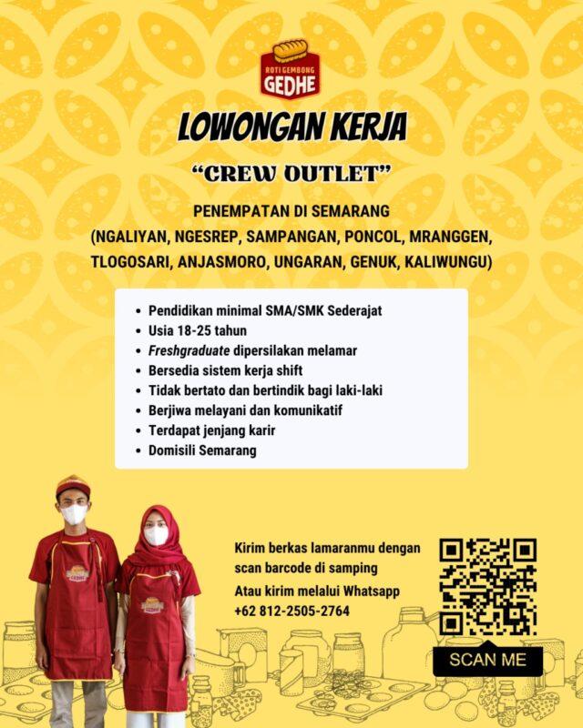 Lowongan Kerja Crew Outlet di CV Roti Gembong Gedhe - LokerSemar.id