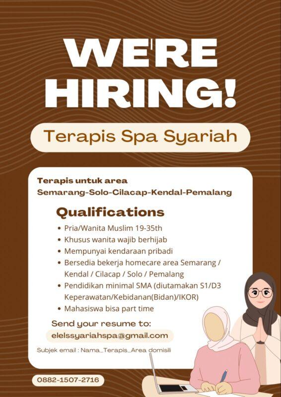 Lowongan Kerja Terapis Spa Syariah di Elels Syariah Spa - LokerSemar.id