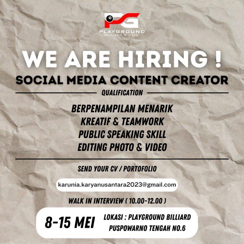 Lowongan Kerja Social Media Content Creator di Playground Billiard ...