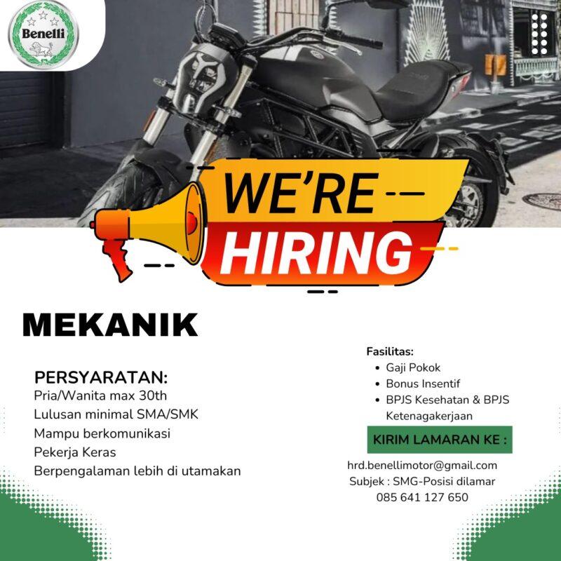 Lowongan Kerja Mekanik di Benelli Motor - LokerSemar.id