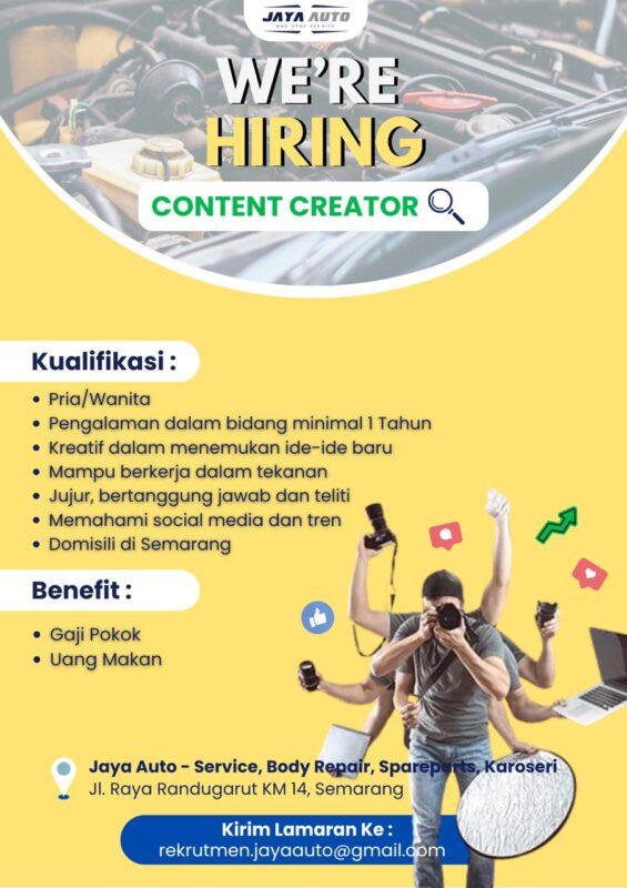 Lowongan Kerja Content Creator di Jaya Auto Semarang - LokerSemar.id