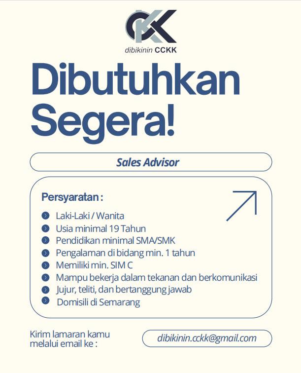 Lowongan Kerja Sales Advisor di Dibikinin CCKK - LokerSemar.id