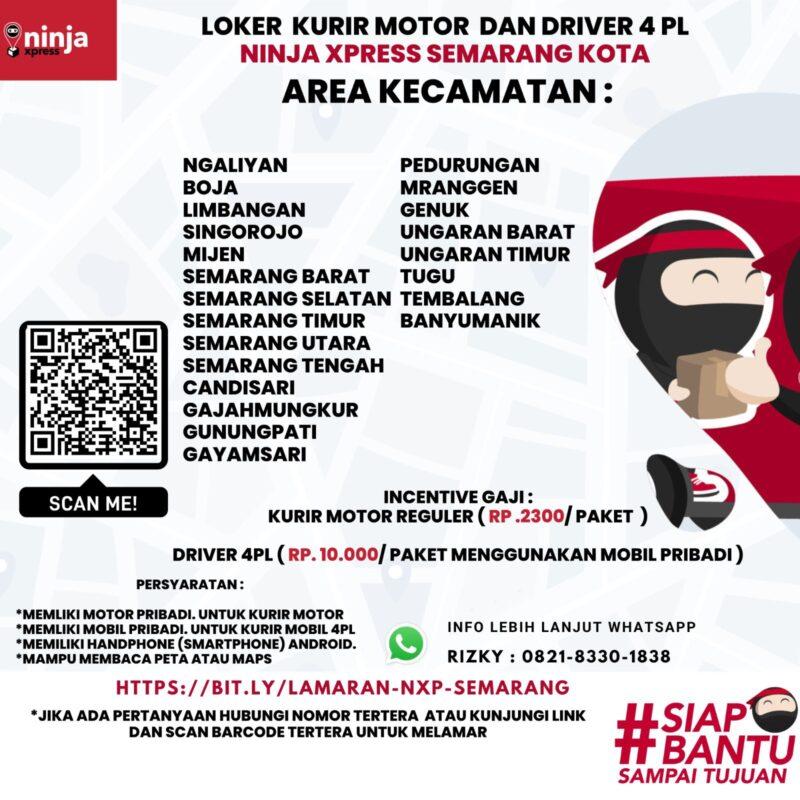 Lowongan Kerja Kurir Motor - Driver 4 PL di Ninja Xpress Jawa Tengah - LokerSemar.id