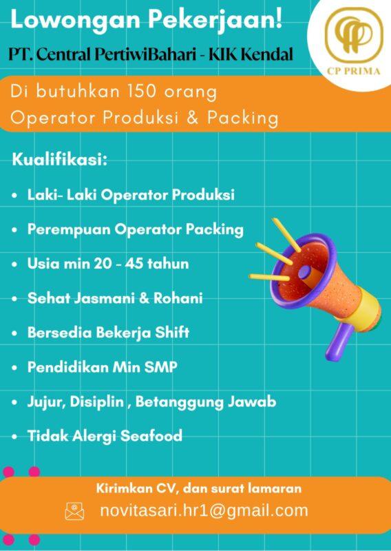 Lowongan Kerja Operator Produksi & Packing di PT. Central Pertiwi ...