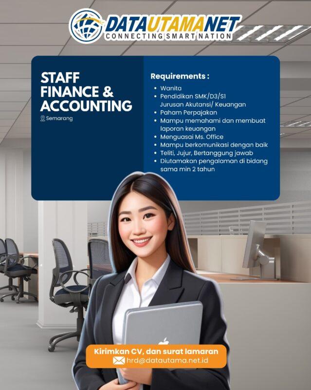 Lowongan Kerja Staff Finance & Accounting di PT. Data Utama Dinamika ...