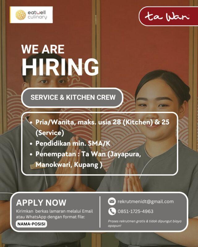 Lowongan Kerja Service Crew - Kitchen Crew - Store Manager di PT ...