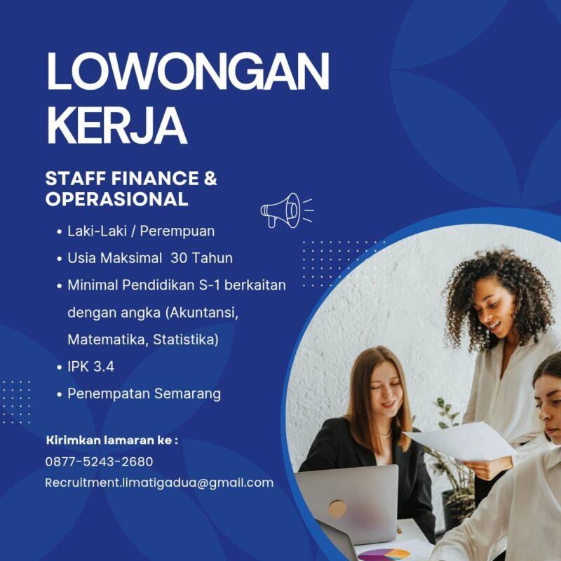 Lowongan Kerja Staff Finance & Operasional di PT. Lima Tiga Dua ...