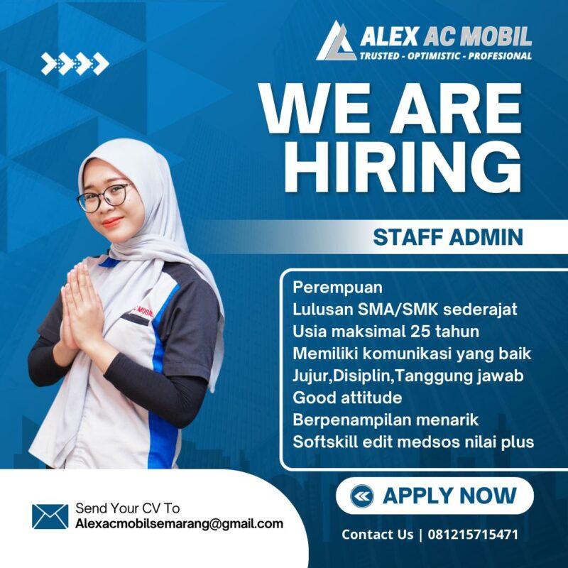 Lowongan Kerja Staff Admin di Alex AC Mobil Semarang - LokerSemar.id
