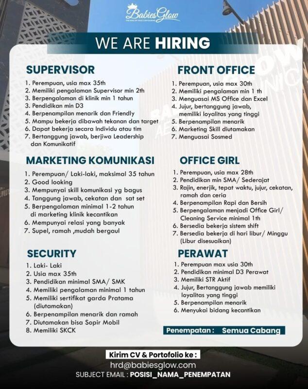 Lowongan Kerja Supervisor - Marketing Komunikasi - Security - Front Office - Office Girl ...