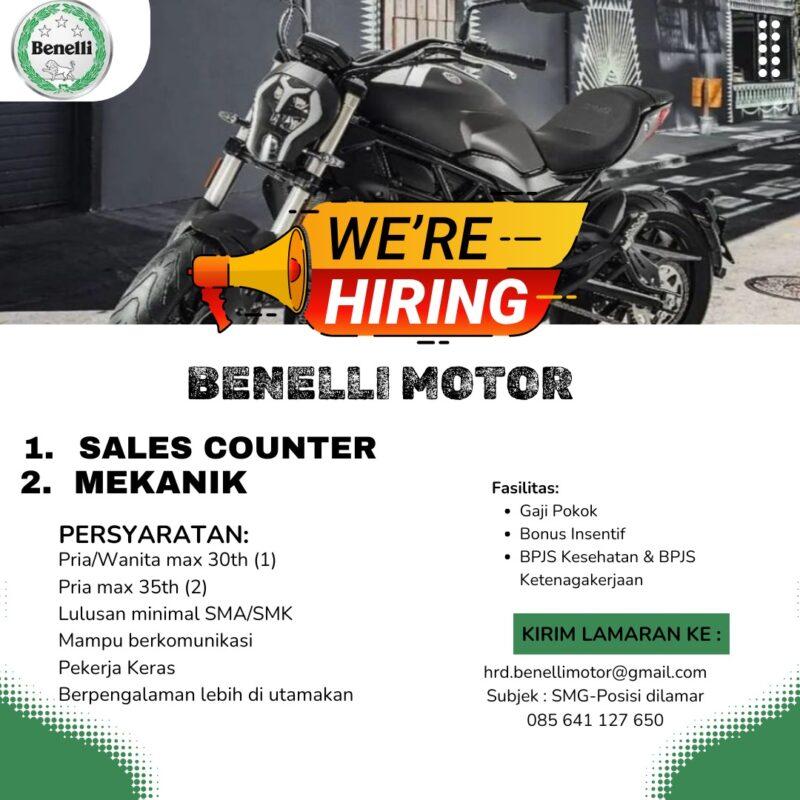 Lowongan Kerja Sales Counter - Mekanik di Benelli Motor - LokerSemar.id