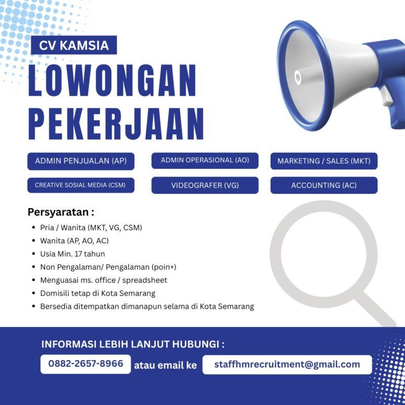 Lowongan Kerja Admin Penjualan (AP) - Creative Sosial Media (CSM) - Admin Operasional (AO ...