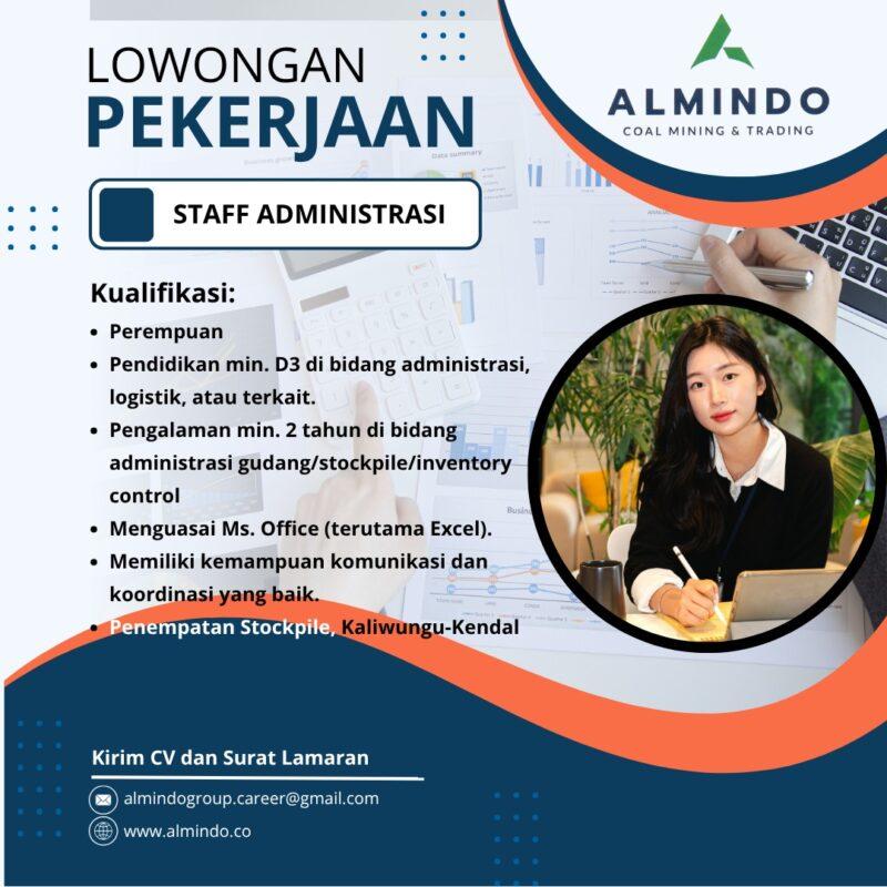 Lowongan Kerja Staff Administrasi di PT. Almindo Jaya Abadi - LokerSemar.id