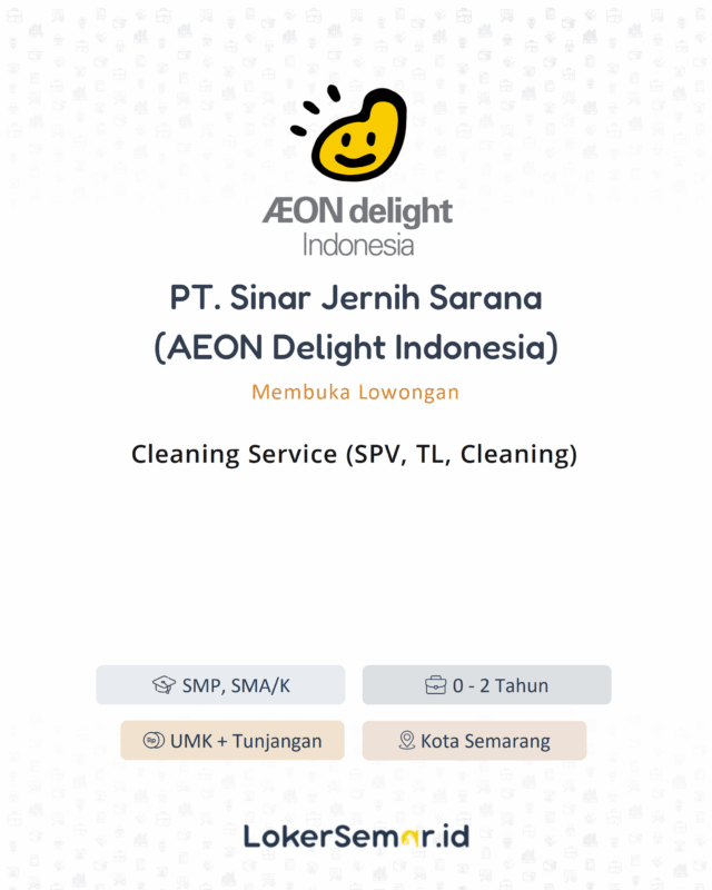 Lowongan Kerja Cleaning Service (SPV, TL, Cleaning) di PT. Sinar Jernih ...