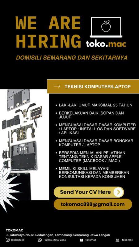 Lowongan Kerja Teknisi Komputer/ Laptop di Tokomac - LokerSemar.id