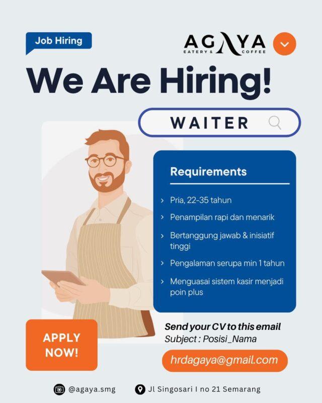 Lowongan Kerja Waiter di Agaya Eatery & Coffee - LokerSemar.id