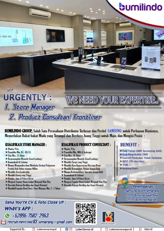Lowongan Kerja Store Manager - Product Consultant / Frontliner di ...